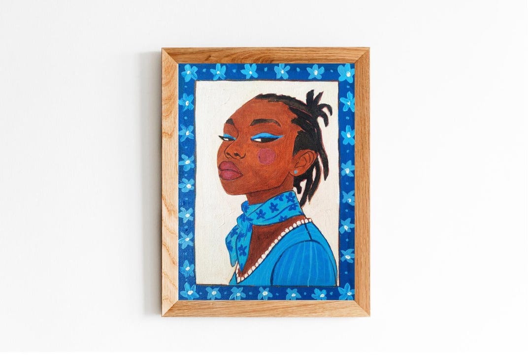 Black Woman Wall Art Original Handmade Acrylic Painting on Canvas ...