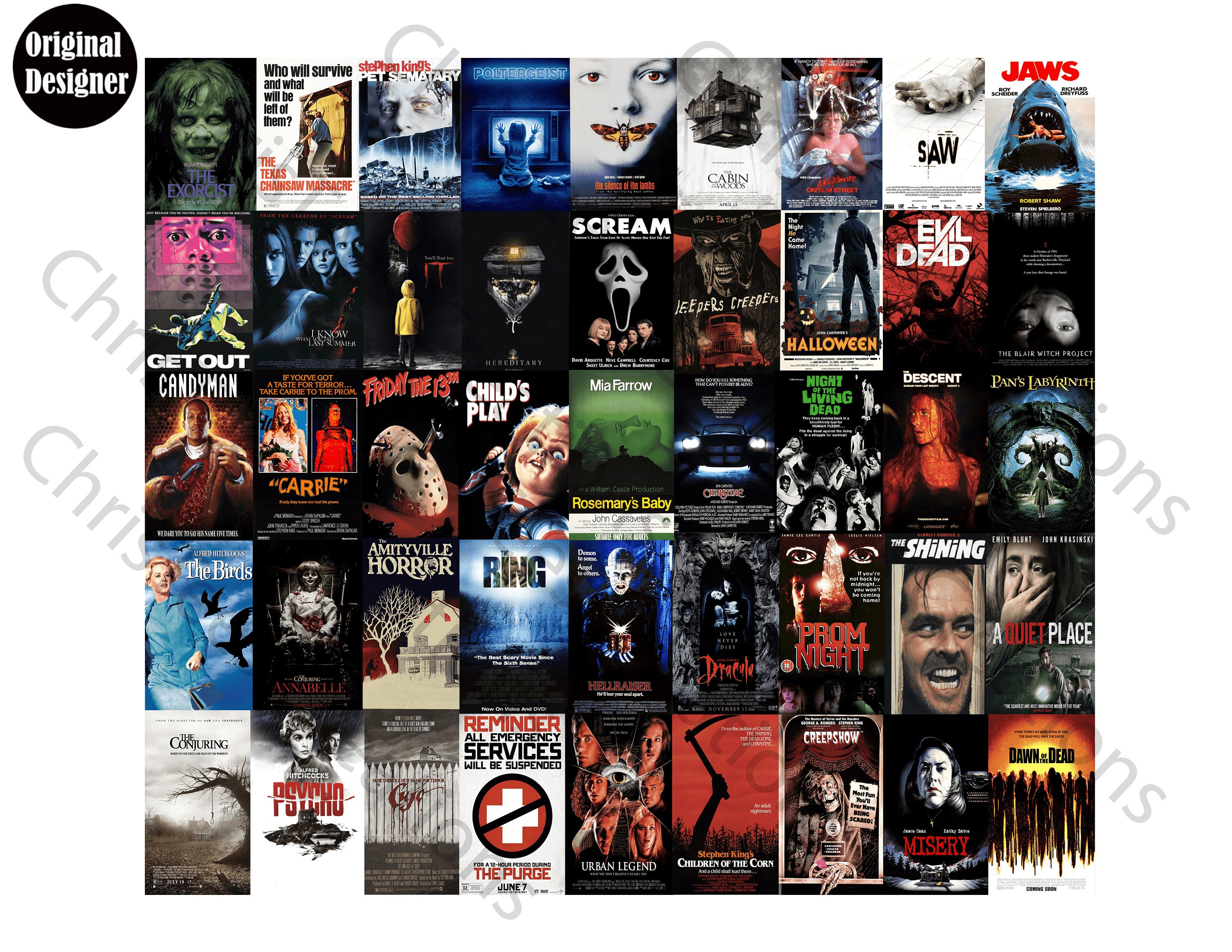 Horror Movies Mashup Collage 20oz Skinny Tumbler Wrap | Sublimation ...