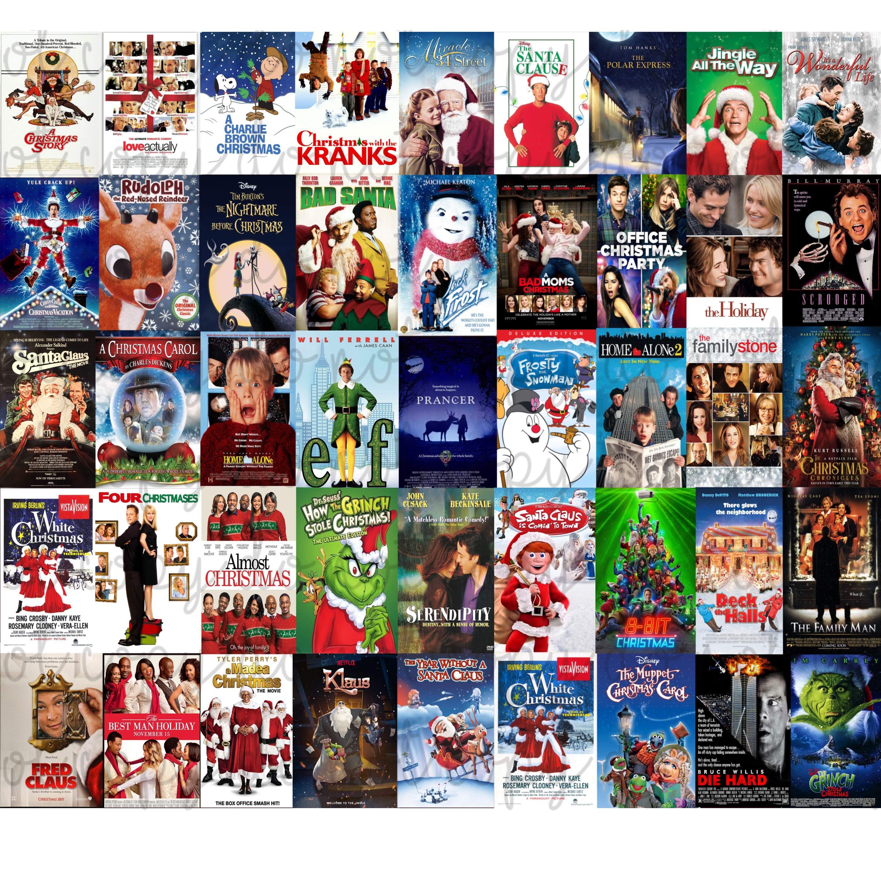 Christmas Movies Mashup Collage 20oz Skinny Straight Tumbler Wrap ...