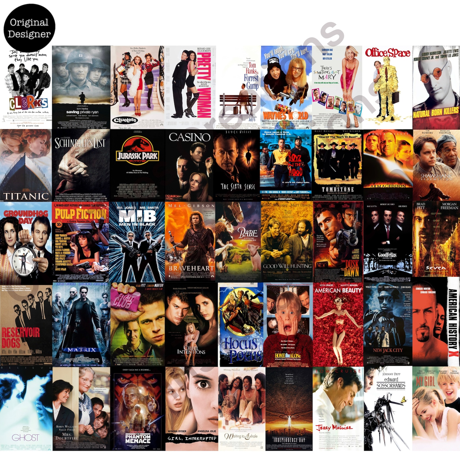 90s Movies Mashup Collage 20oz Skinny Tumbler Wrap | Sublimation ...