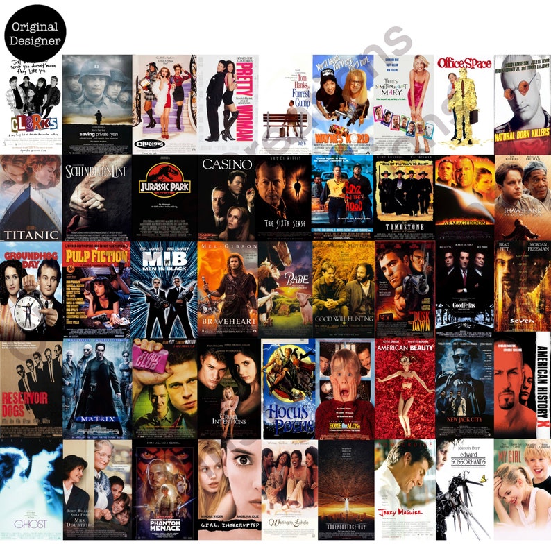 90s Movies Mashup Collage 20oz Skinny Tumbler Wrap | Sublimation | Retro Vintage Movies ...