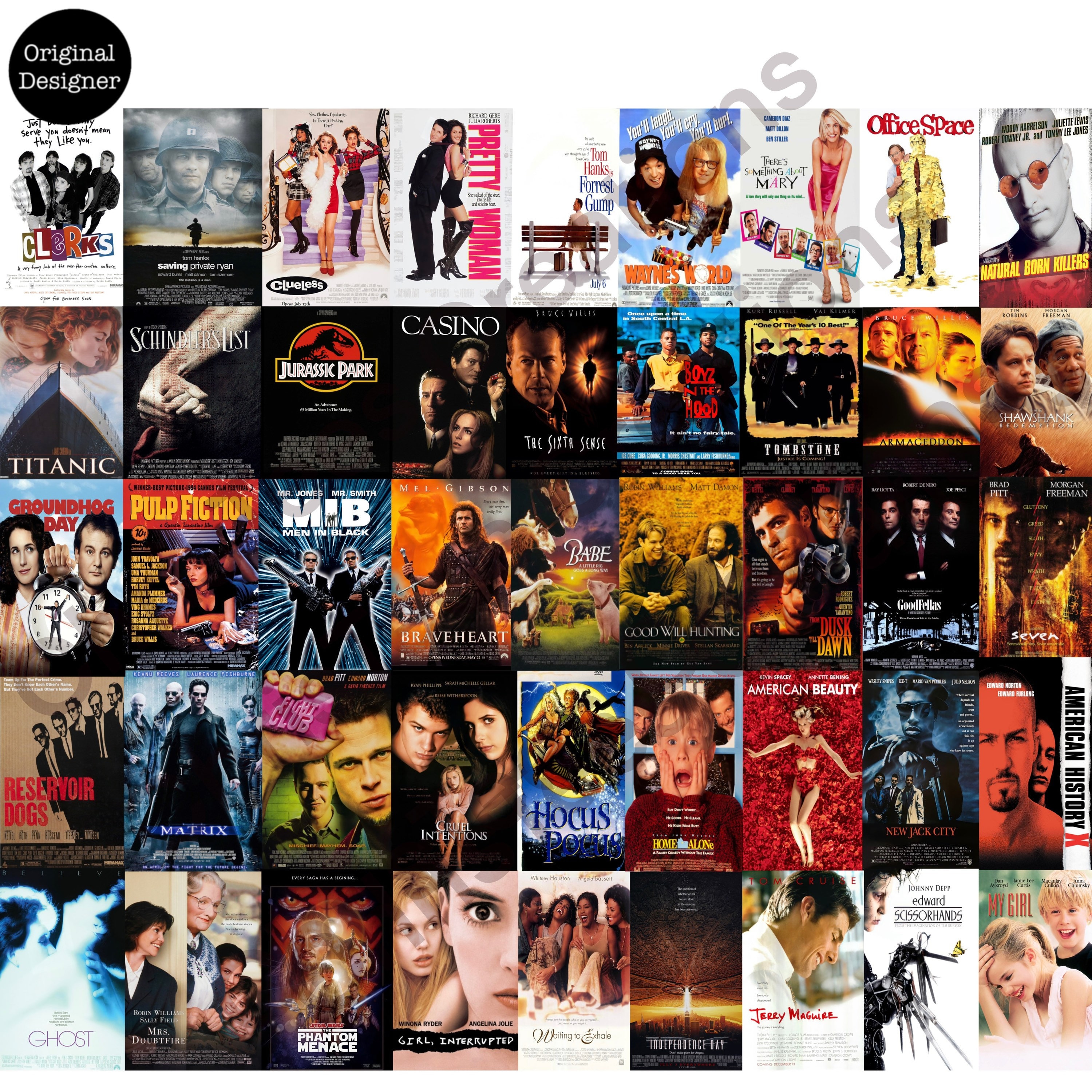 90s Movies Mashup Collage 20oz Skinny Tumbler Wrap | Sublimation ...