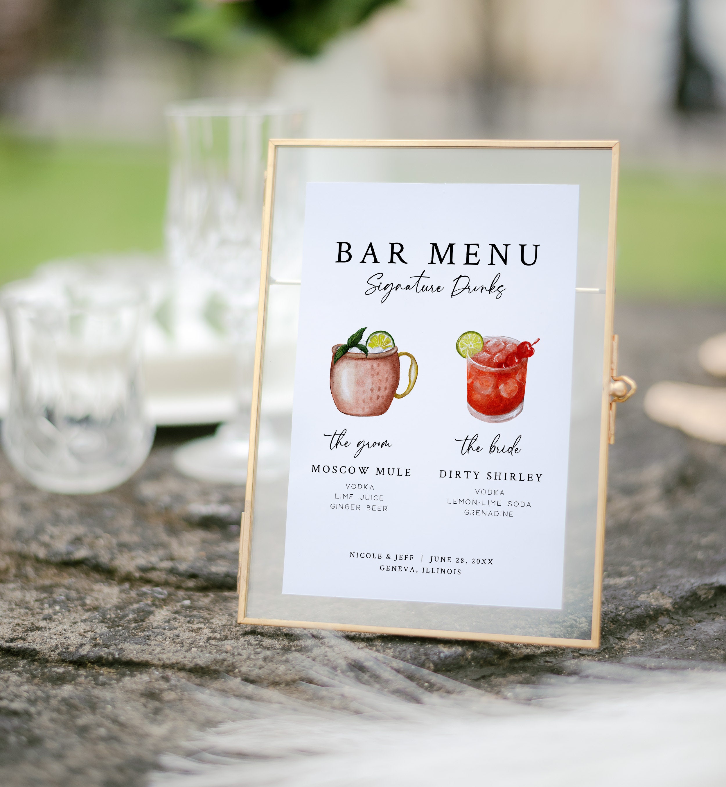 Simple Minimalist Wedding Drink Menu Sign Template, Editable Template ...