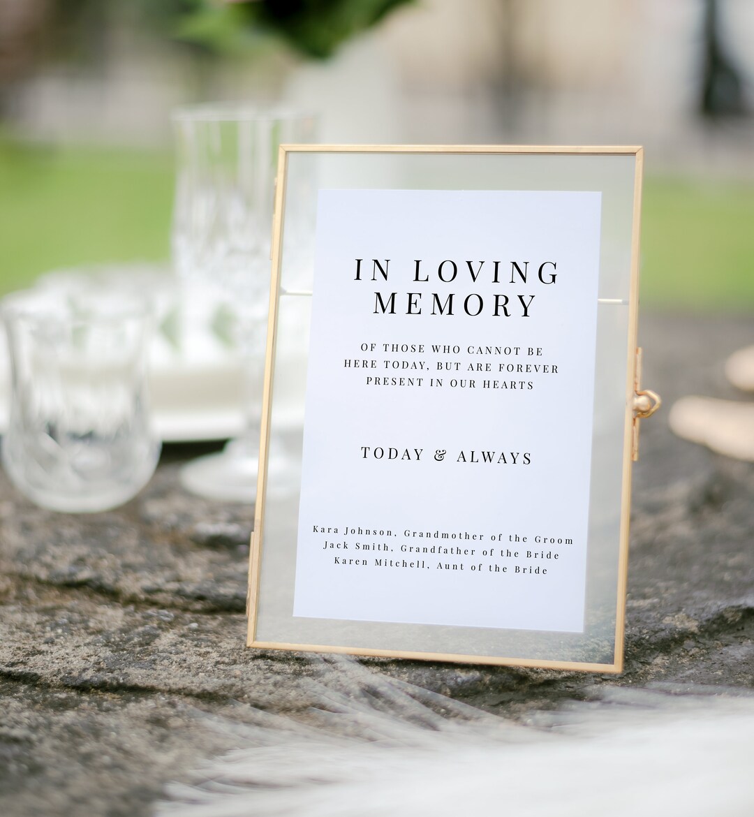 In Loving Memory Sign Template, Minimal Wedding, Editable, Modern ...