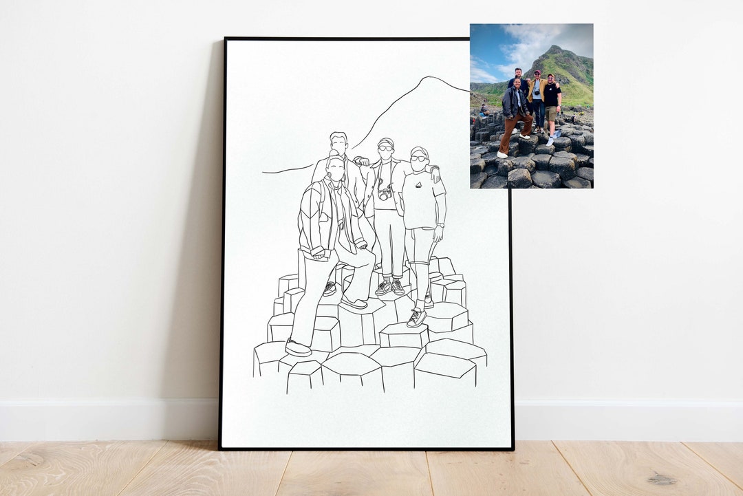 Custom Line Art With Background Personalised Line Drawing Memorable ...