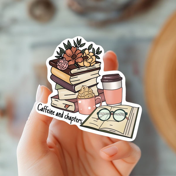 Caffeine and Reading Sticker - Etsy