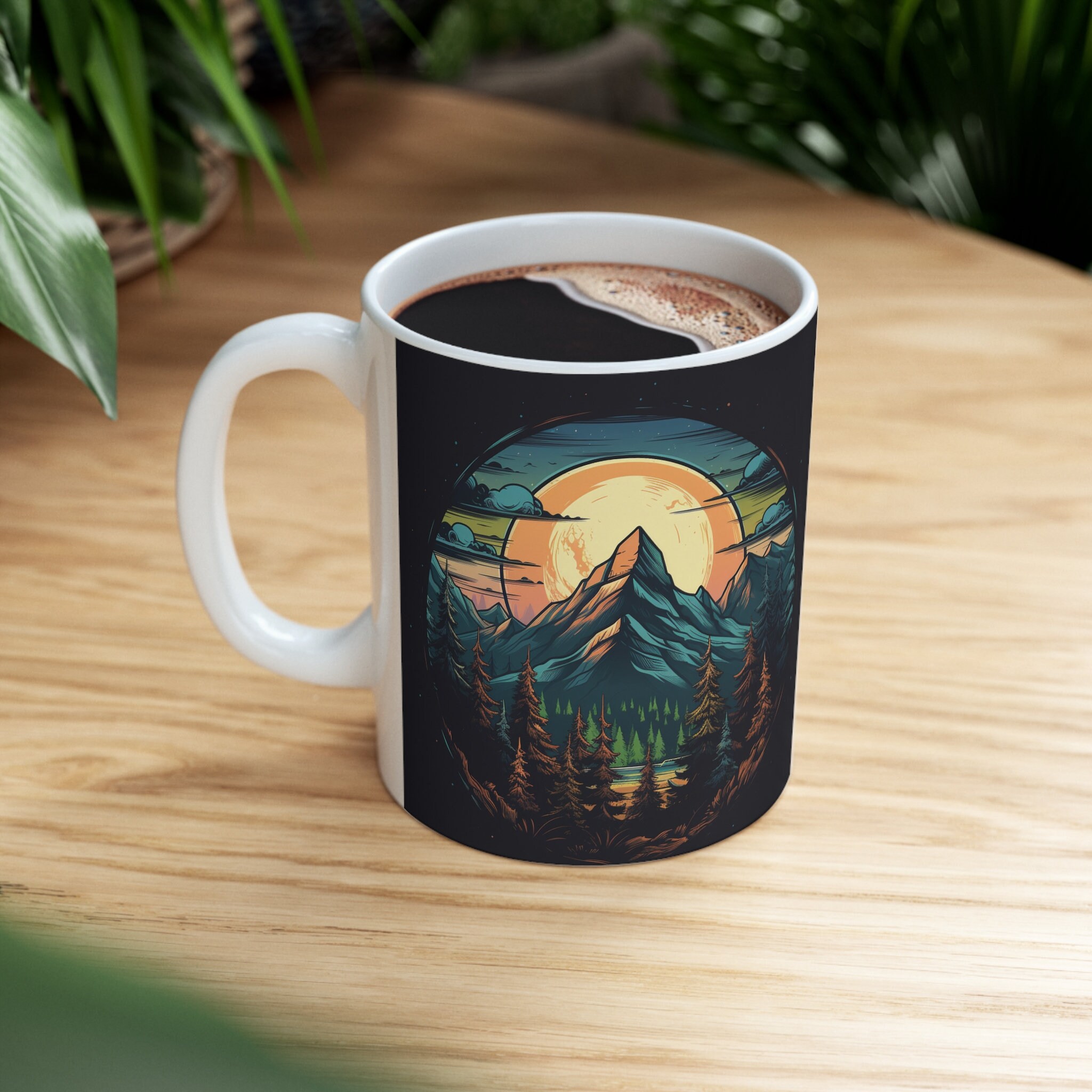 Mountain Sunset Mug Colorful Cottagecore Gift for Nature Adventure ...
