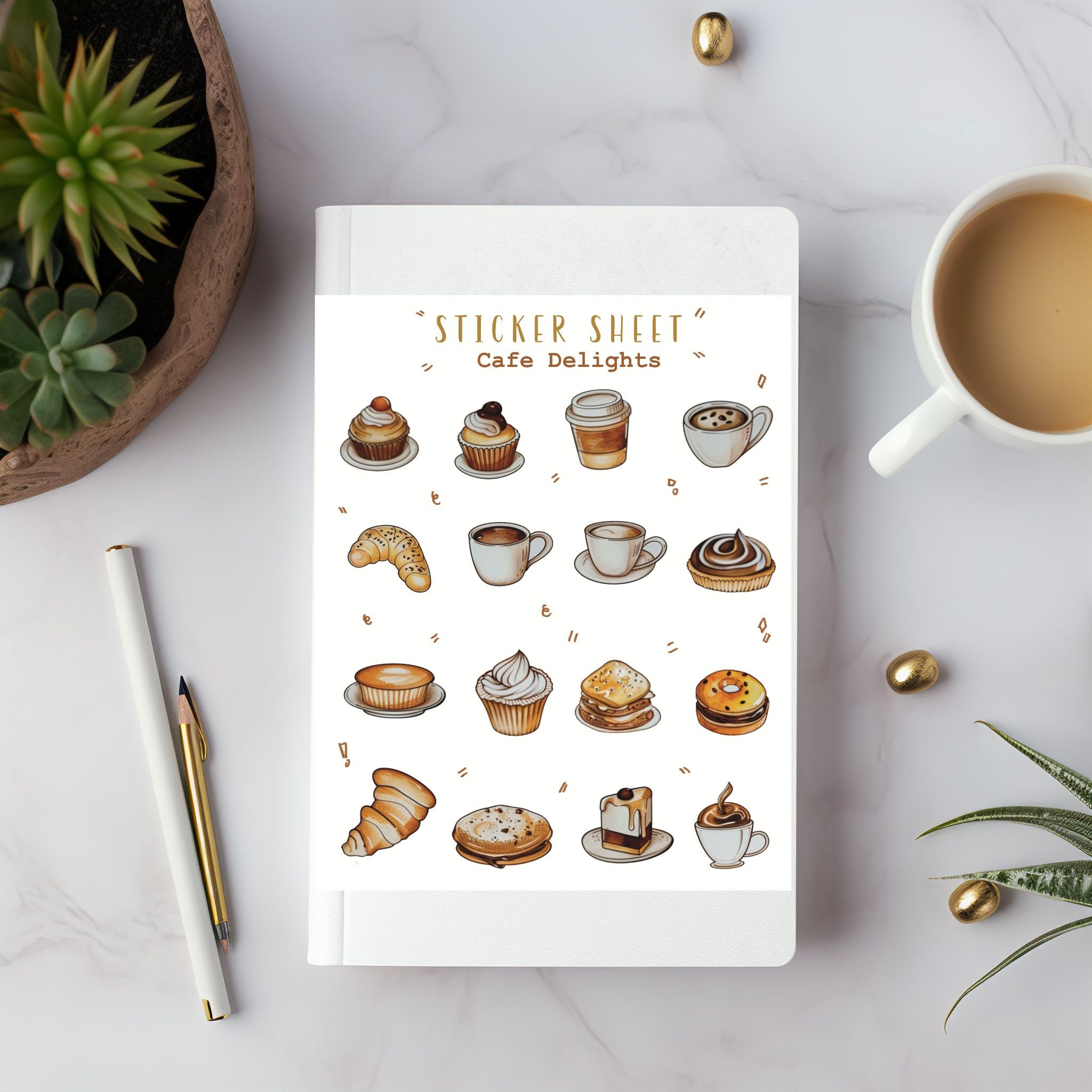 Coffee and Pastries Cafe Delights Sticker Sheet-planner Sticker ...