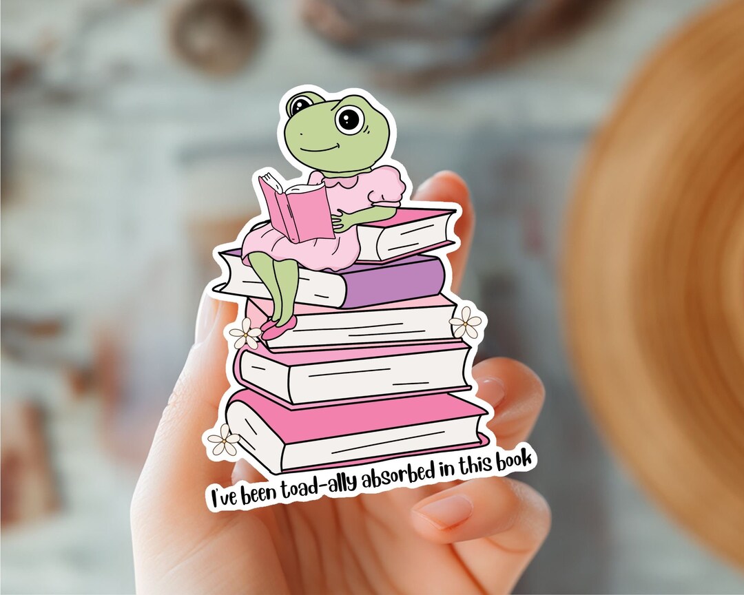 Cute Bookish Reading Frog Kawaii Sticker-animal Sticker-trendy Sticker ...