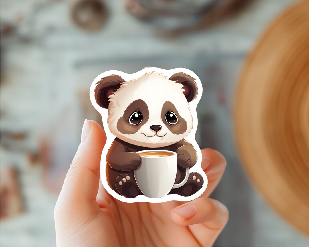 Cute Bear Drinking Coffee Kawaii Sticker-coffee Lover Sticker-animal ...
