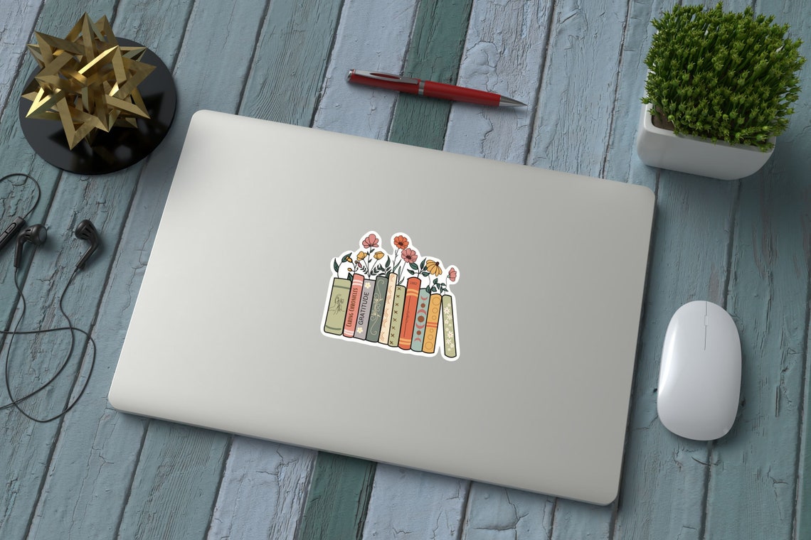 Books and Flowers Sticker-stacked of Books-bookish and Bookworm Sticker ...