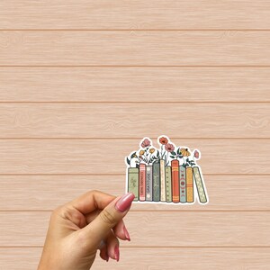 Books and Flowers Sticker-stacked of Books-bookish and Bookworm Sticker ...