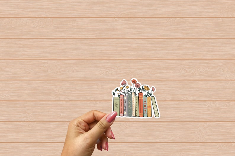 Books and Flowers Sticker-stacked of Books-bookish and Bookworm Sticker ...