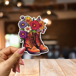 Floral Hiking Boots-wildflowers Sticker-flower Decal-combat Boots ...