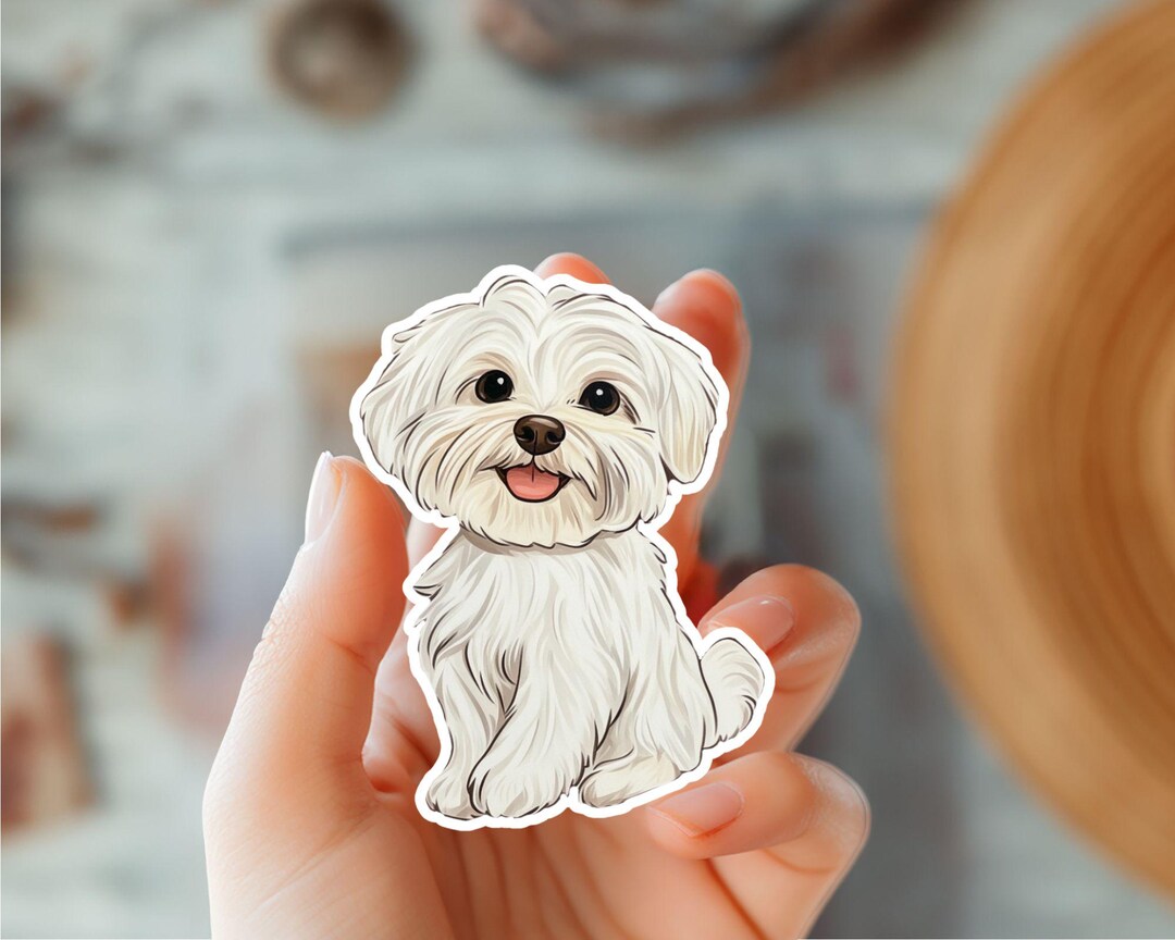 Maltese Cute Dog Sticker-vinyl Sticker-laptop Sticker-water Bottle ...