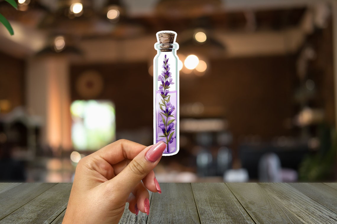 Lavender Flower Potion Sticker-botanical Glass Test Tube Decal-herbal ...