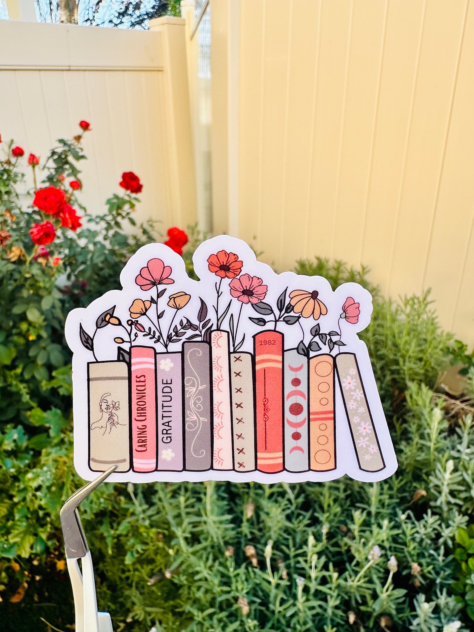 Books and Flowers Sticker-stacked of Books-bookish and Bookworm Sticker ...