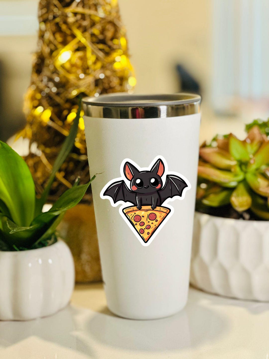 Kawaii Bat Pizza Sticker-halloween Sticker-animal Sticker-trendy ...