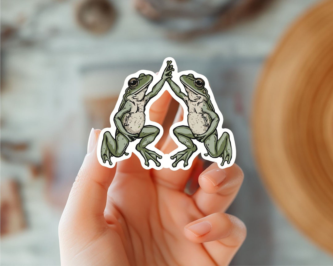 Adorable Cute Frogs High Five Sticker-funny Frog Sticker-animal Lover ...