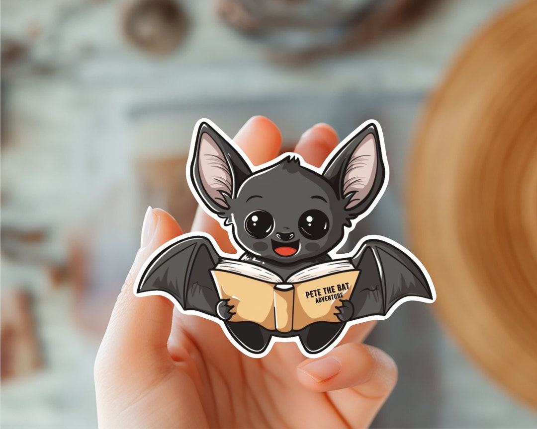 Cute Bat Reading Kawaii Sticker-halloween Sticker-animal Sticker-trendy ...