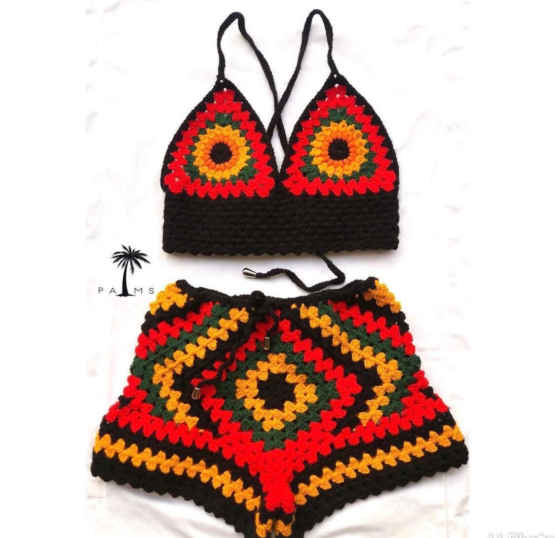Rasta, Jamaican, Handmade Crochet, Rasta Crochet, Two Piece Set ...
