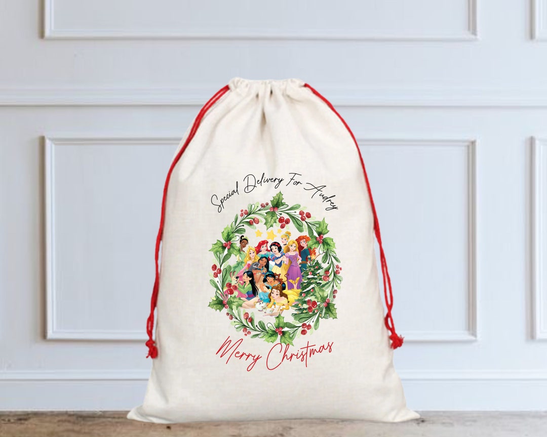 Personalised Disney Princess Christmas Sack / Stocking, Santa Sack ...