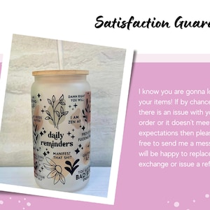 Daily Reminders Motivational Iced Coffee Frosted Cup 16oz/20oz - Etsy