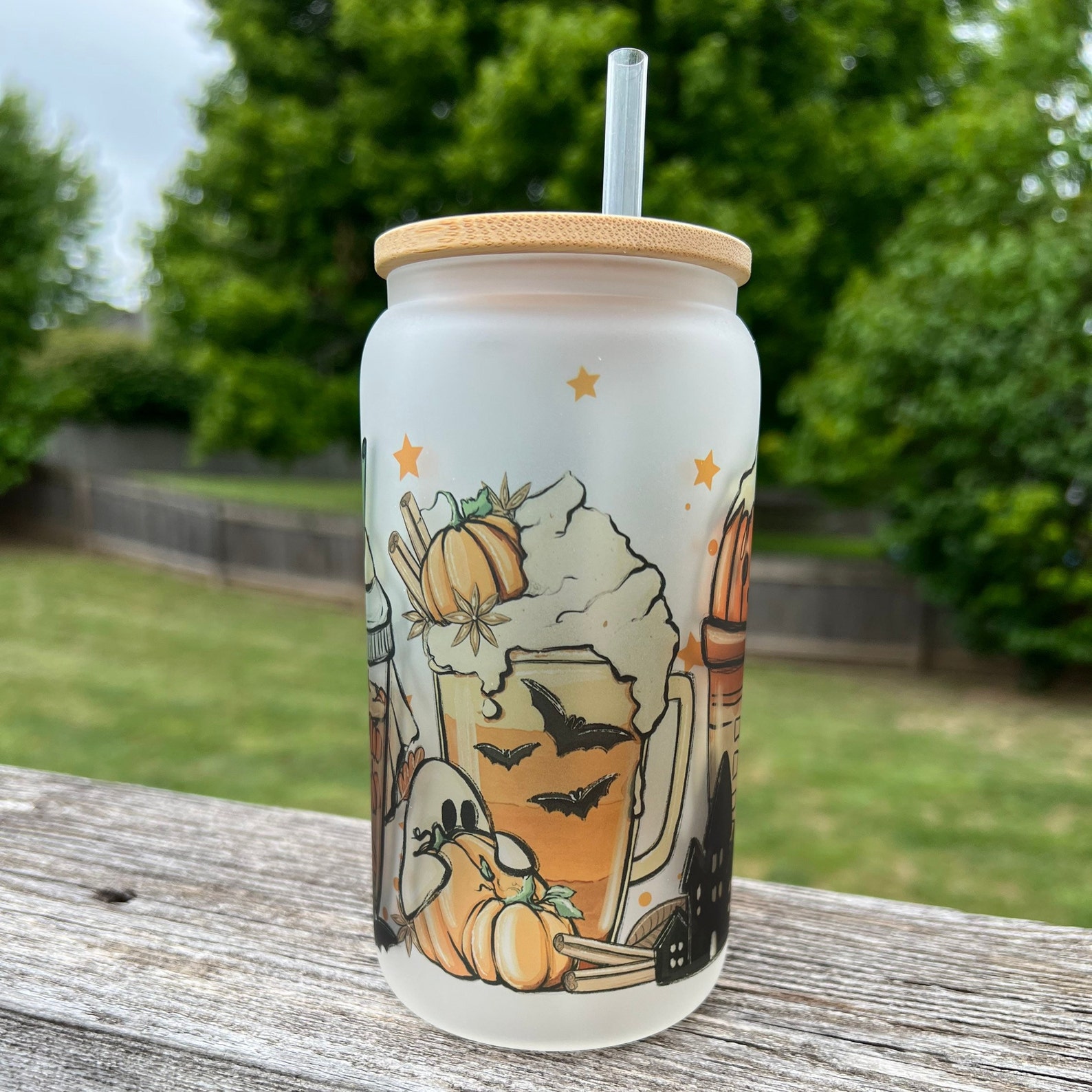 Fall Pumpkin Iced Coffee Latte Frosted Glass 16 Oz Cup Can - Etsy