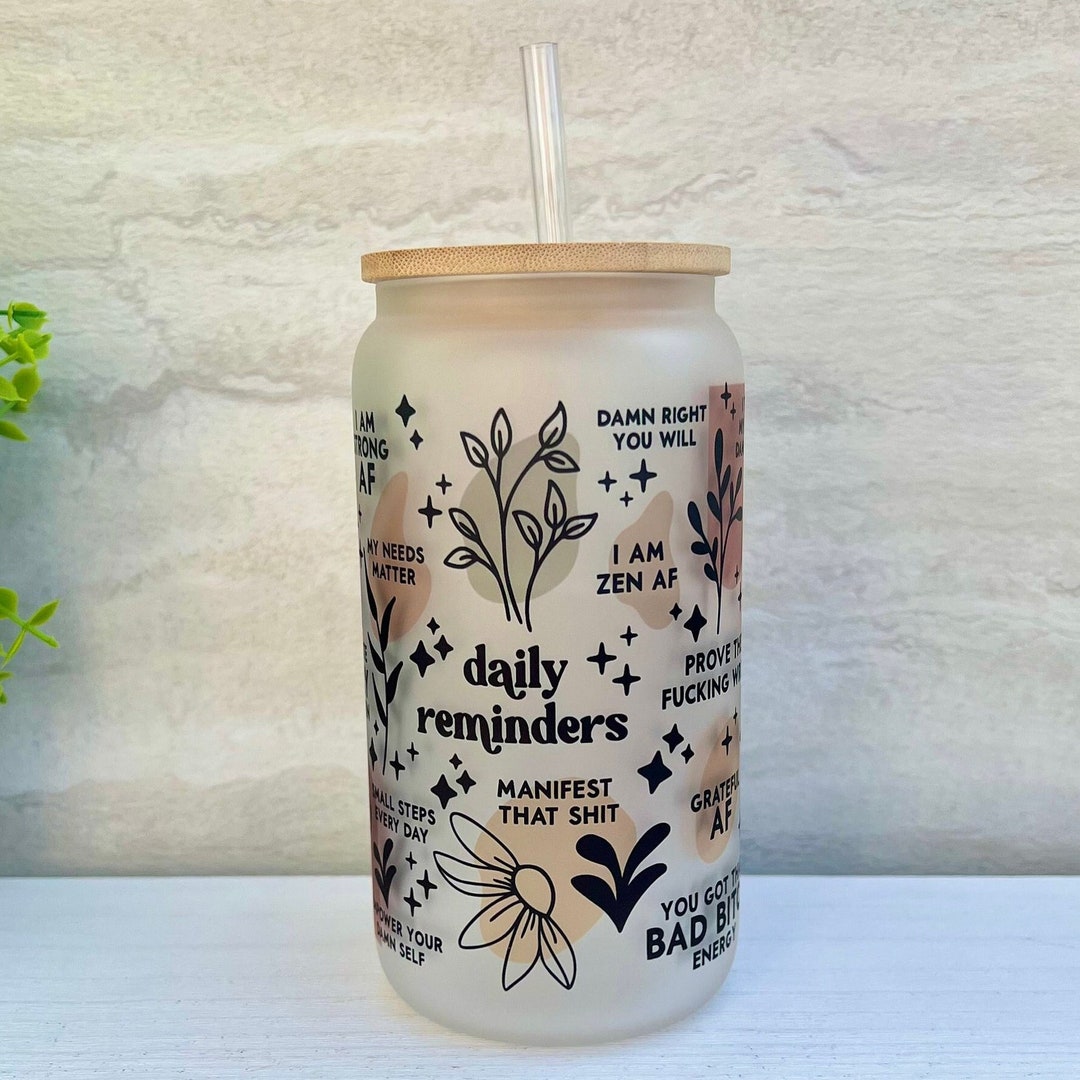 Daily Reminders Motivational Iced Coffee Frosted Cup 16oz/20oz - Etsy