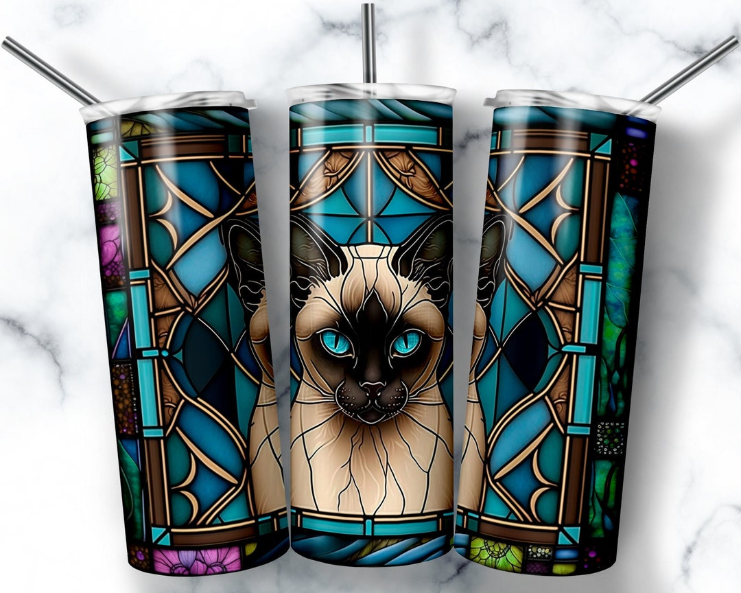 Stained Glass Siamese Cat Tumbler Cat Lover Gift Cat Mom - Etsy
