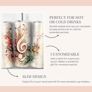 Treble Clef Tumbler, Music Teacher Gift, Personalized Cup, Music ...
