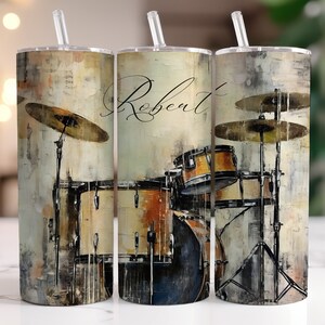 Drum Tumbler, Music Teacher Gift, Personalized Drummer Cup, Music ...