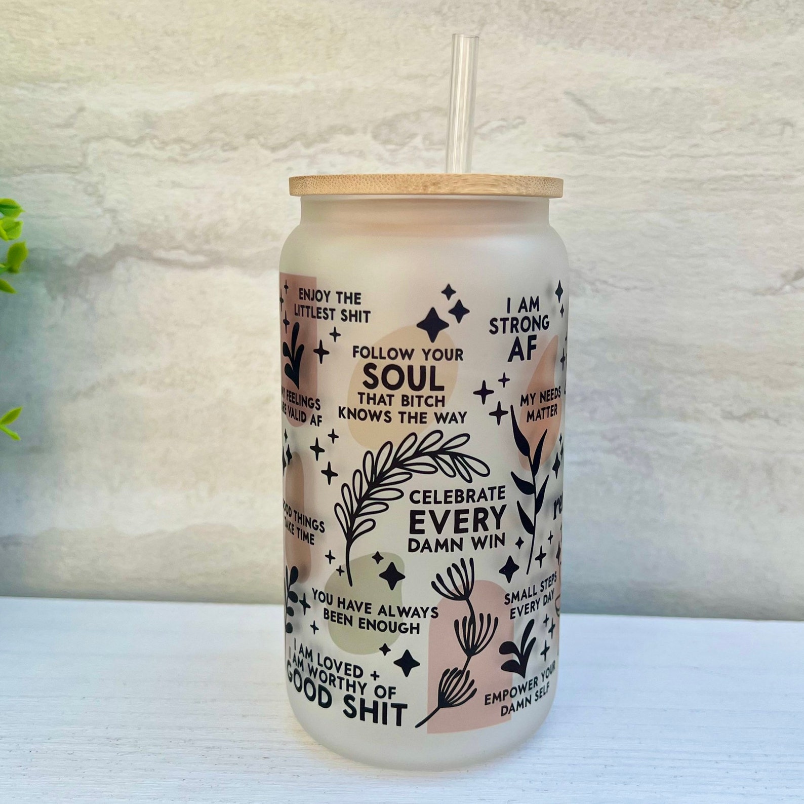 Daily Reminders Motivational Iced Coffee Frosted Cup 16oz/20oz - Etsy