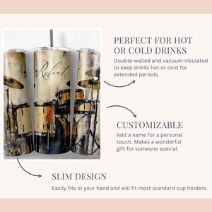 Drum Tumbler, Music Teacher Gift, Personalized Drummer Cup, Music ...