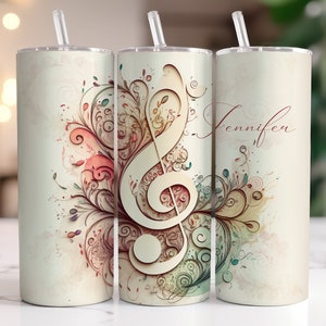Treble Clef Tumbler, Music Teacher Gift, Personalized Cup, Music ...