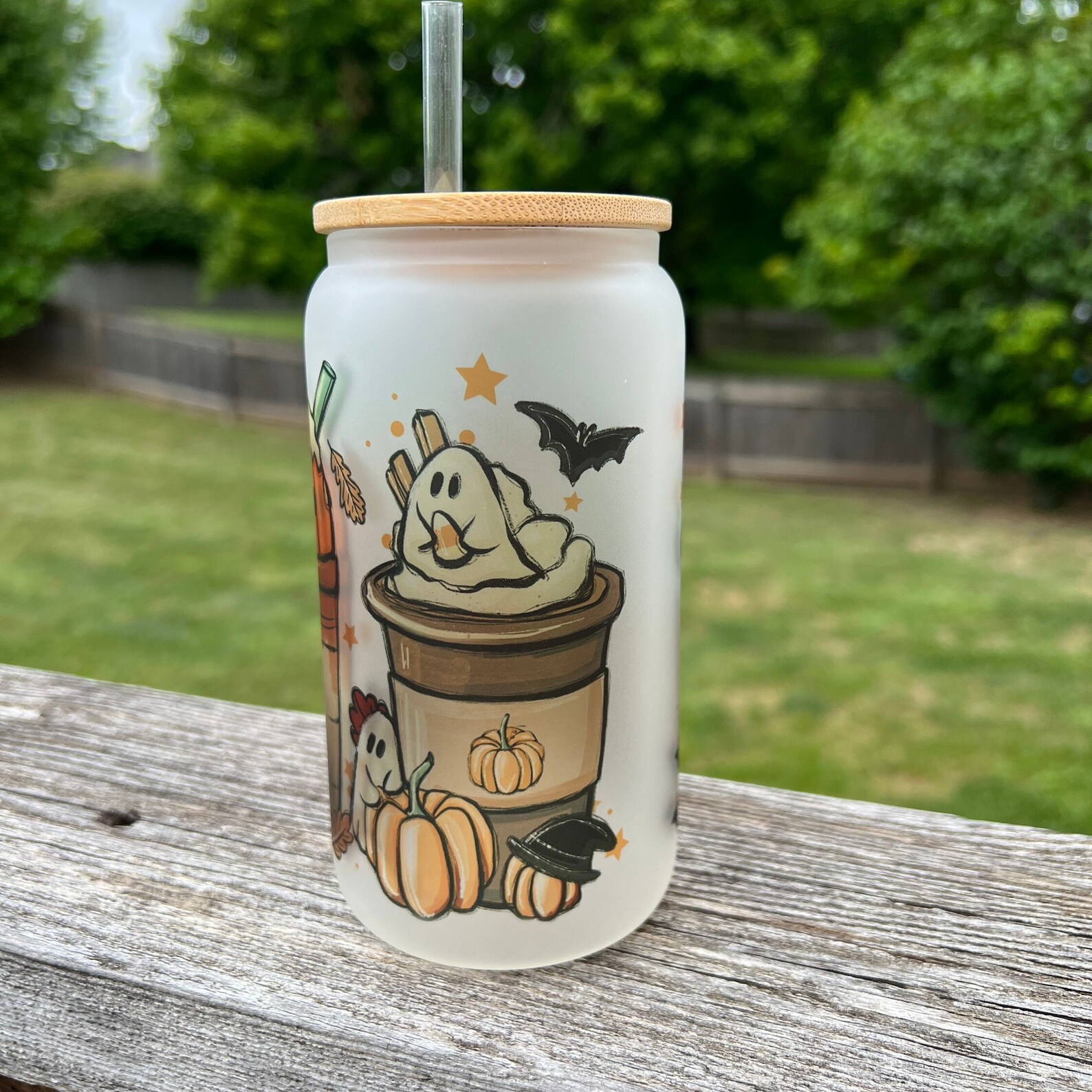 Fall Pumpkin Iced Coffee Latte Frosted Glass 16 Oz Cup Can - Etsy