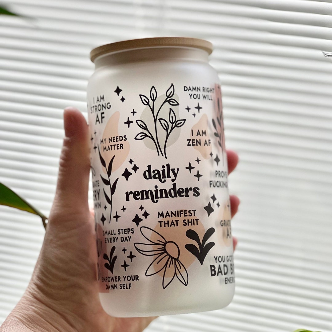 Daily Reminders Motivational Iced Coffee Frosted Cup 16oz/20oz - Etsy