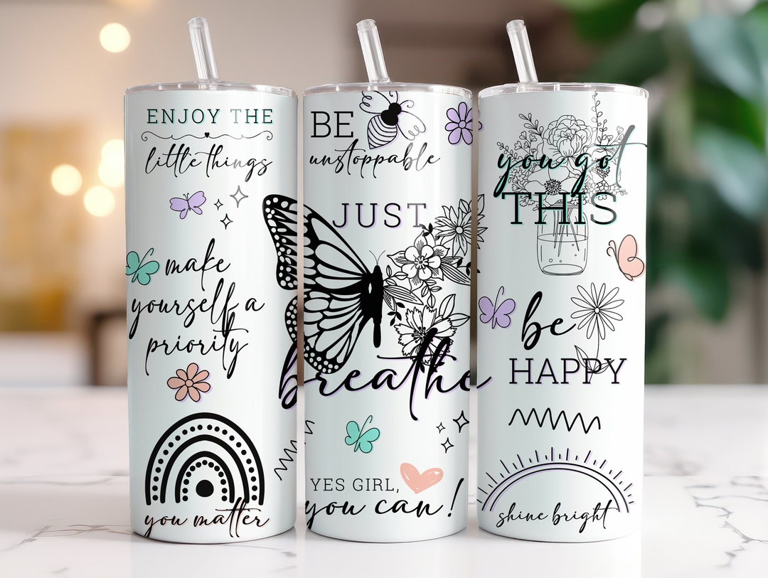 Positive Affirmations Tumbler, Motivational Cup, Mental Health Gift ...