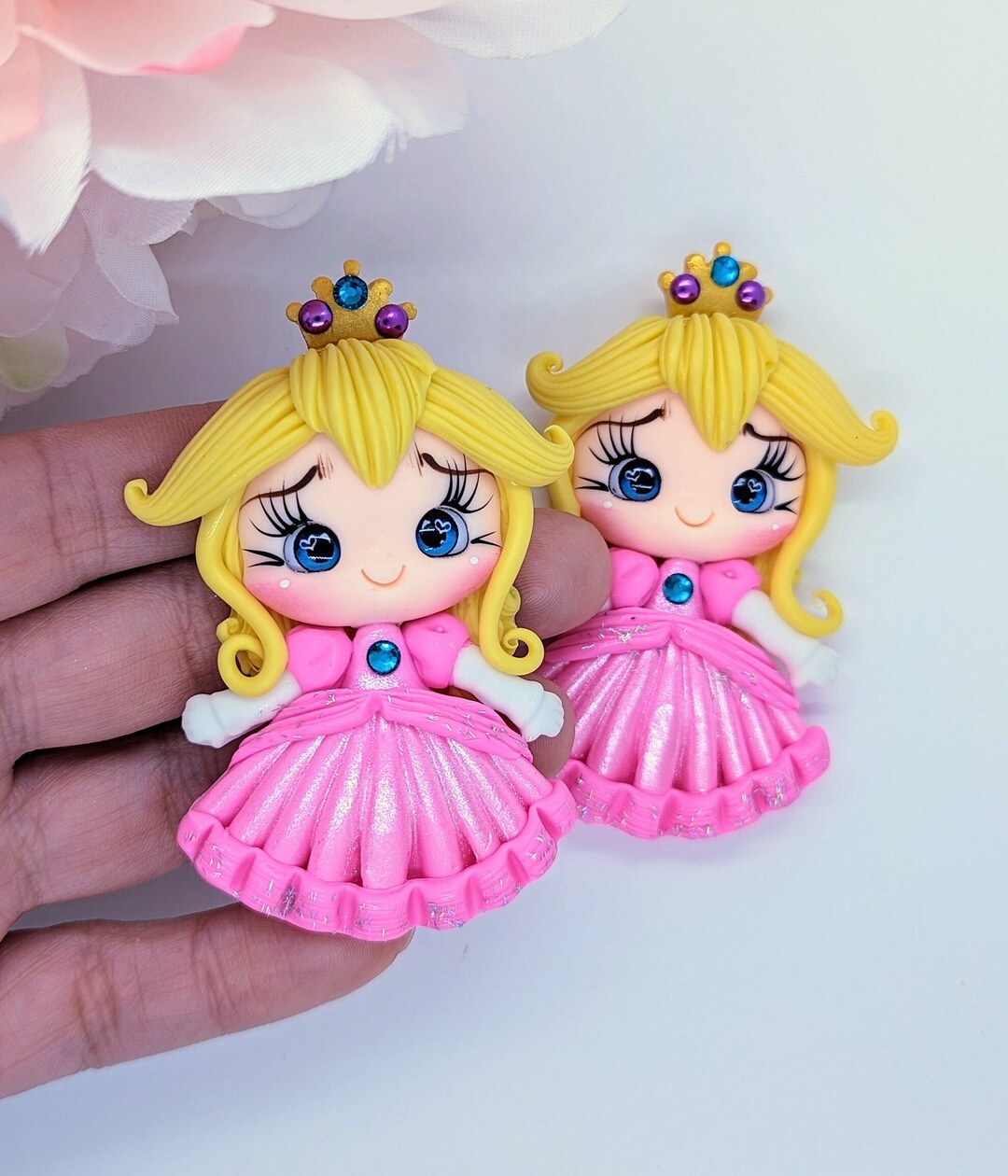 Peaches Princess Mario Bross Polymer Clay Doll for Bows, Headbands ...