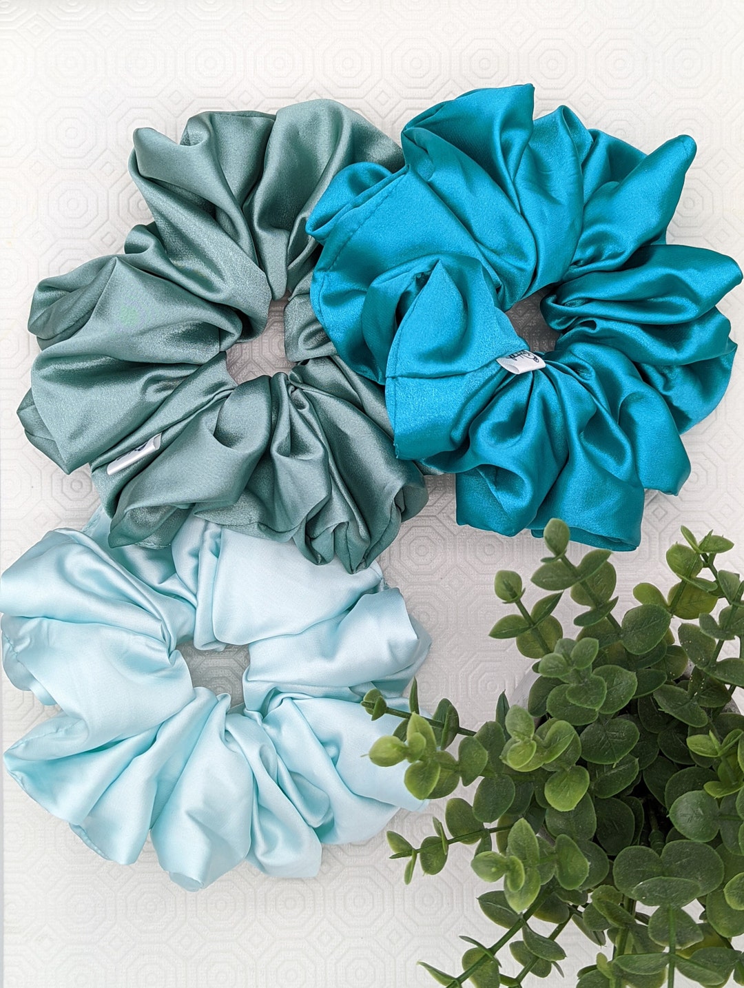 Blue Oversized Satin Scrunchies XXL Silk Scrunchies Large - Etsy