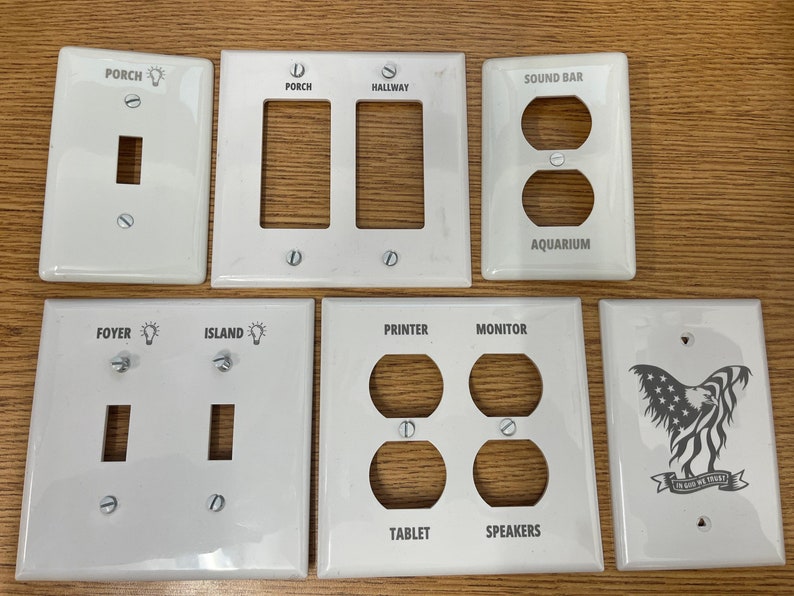 Light Plate Switch / Power Plug / Blank Engraved Plates / Engraved ...
