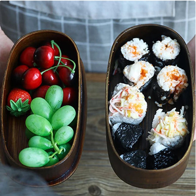 Handmade Japanese Double Layer Bento Box Set, Wooden Bento Box, Outdoor ...
