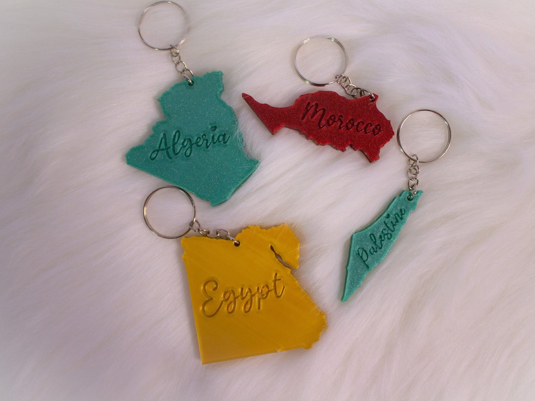 3D Printed Choose Your Country Keychain | Custom Location Keychain ...