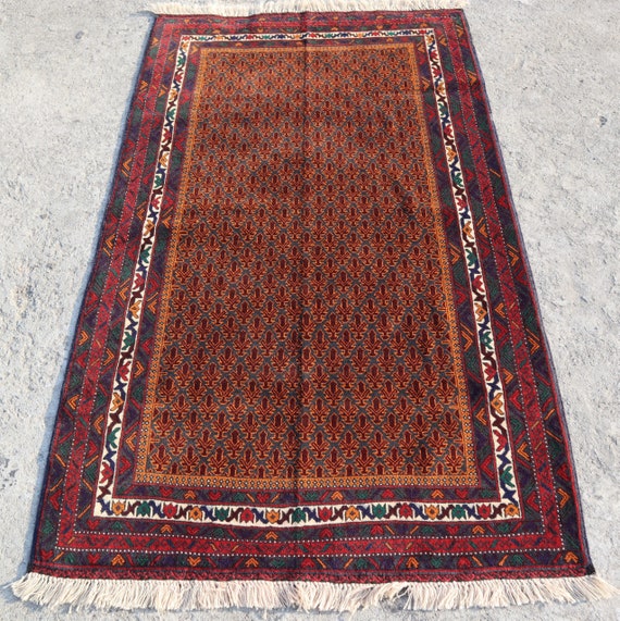 Medium Handmade Baluch Rug Medium Vintage Rug 3'10x6'3 ft Gorgeous ...