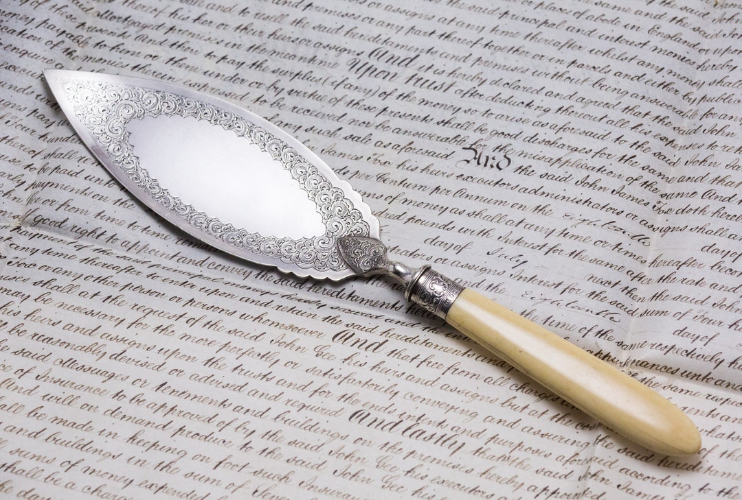 Antique Cutlery, Fish Serving Utensil, Elegant Scrollwork With Bone ...