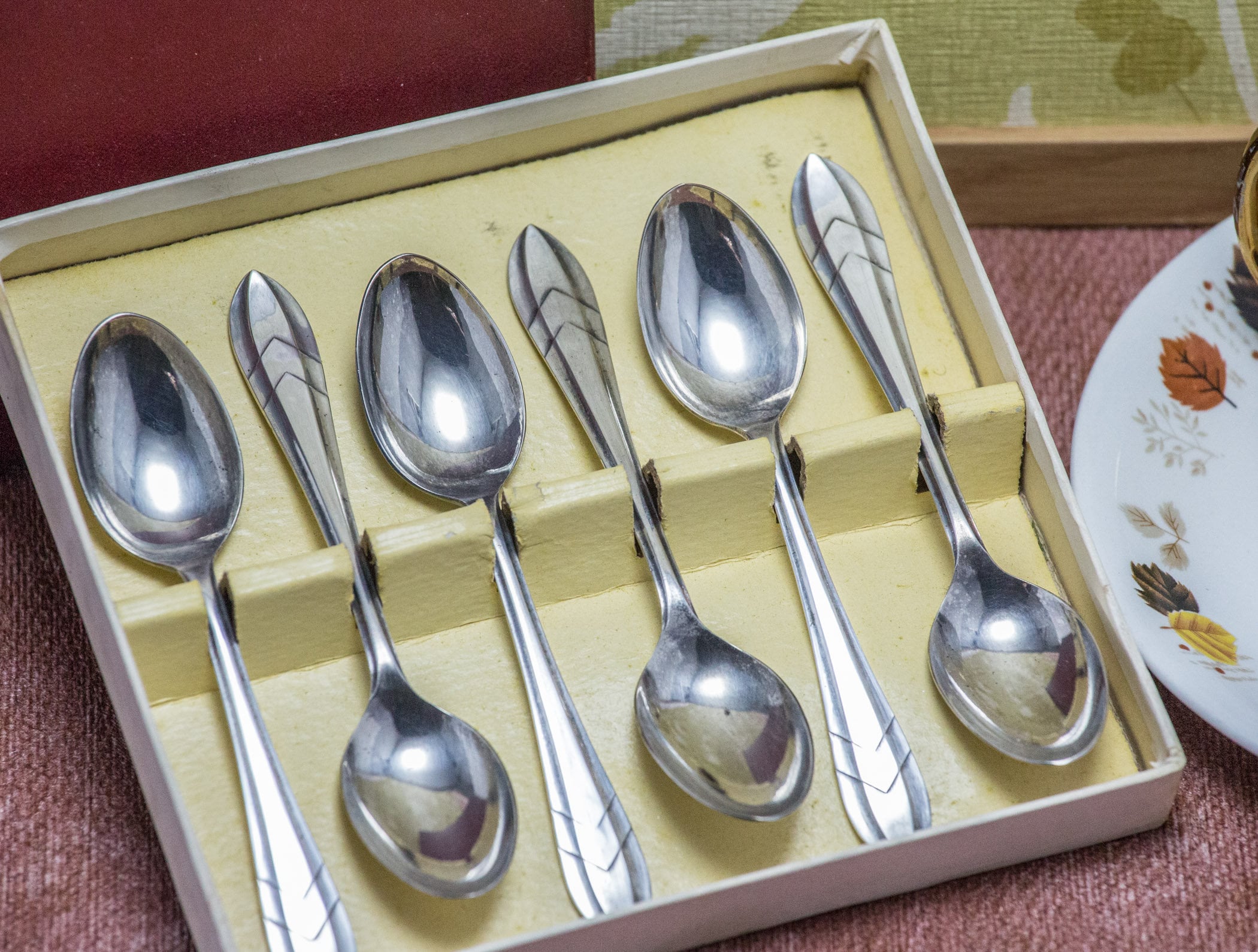 Vintage Teaspoons Set of Six With Art Deco Feather Style - Etsy UK