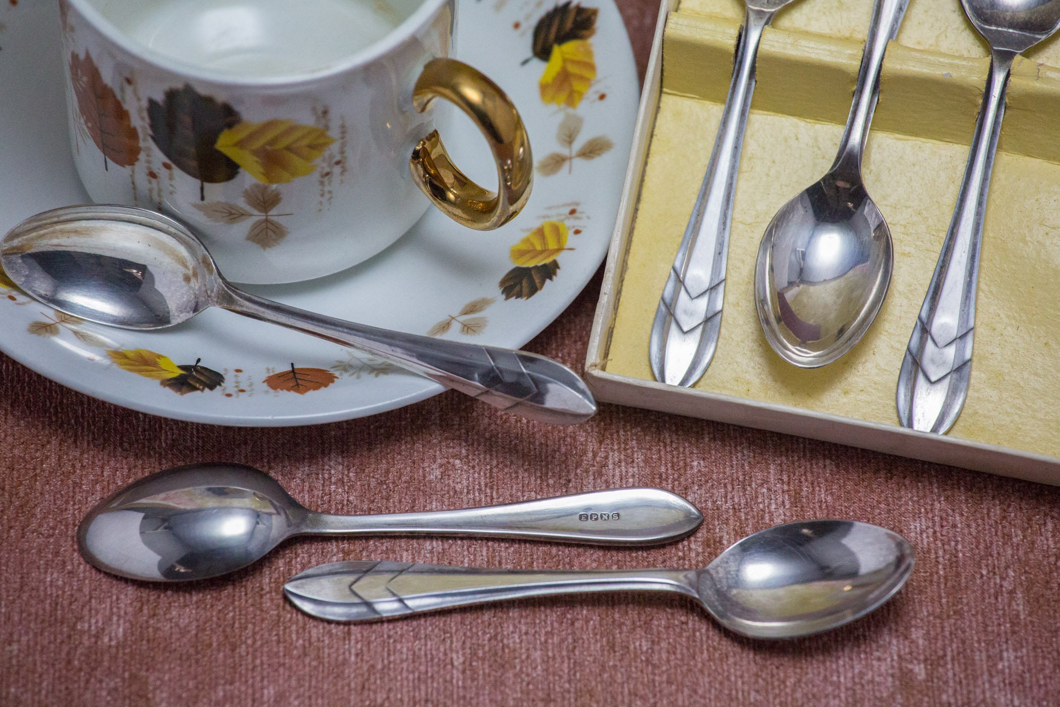 Vintage Teaspoons Set of Six With Art Deco Feather Style - Etsy UK