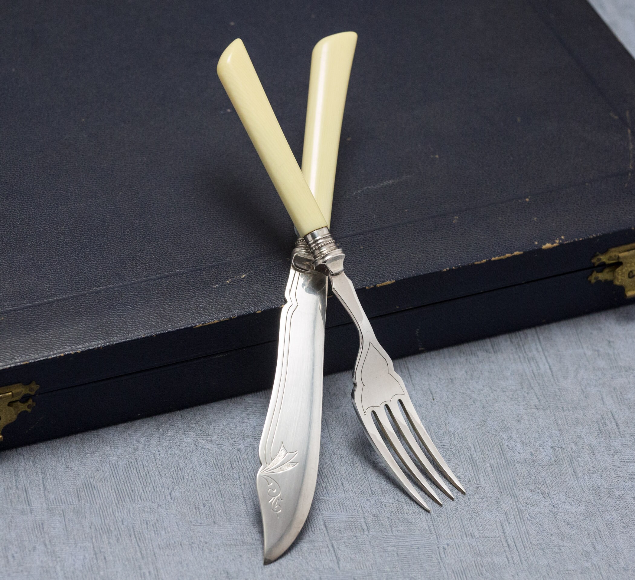 Vintage Art Deco Cutlery Set With Elegant Scrollwork and Faux - Etsy
