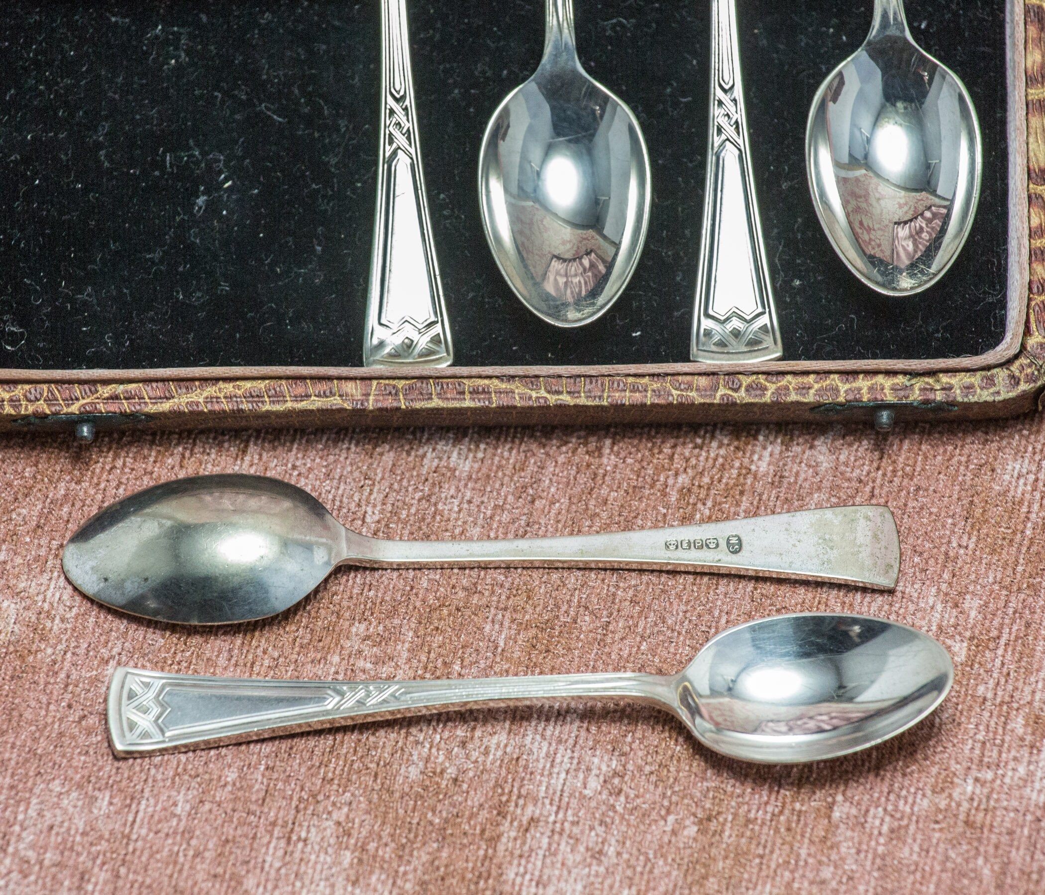 Art Nouveau Design Teaspoon Teaspoon Set in Original Case, Circa Early ...