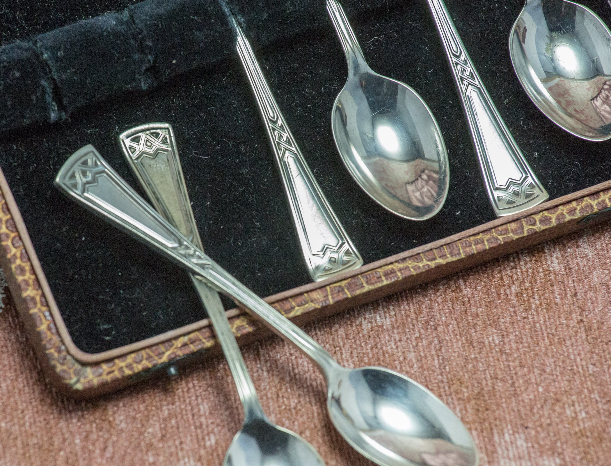 Art Nouveau Design Teaspoon Teaspoon Set in Original Case, Circa Early ...